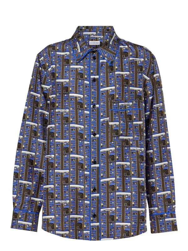 Burberry Silk Shirt With Knight Ip Pattern - Multicoloured