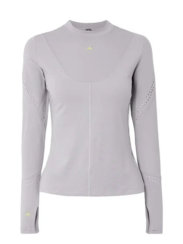 Adidas By Stella McCartney True Purpose Perforated Stretch Recycled-jersey Top - Gray