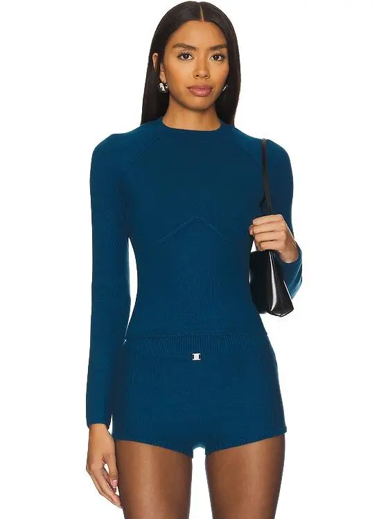 FLEUR DU MAL Knit Underbust Long Sleeve Top In . Also - Teal