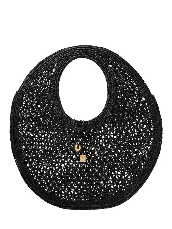 Jacquemus Spiaggia Raffia Shoulder Bag - Black
