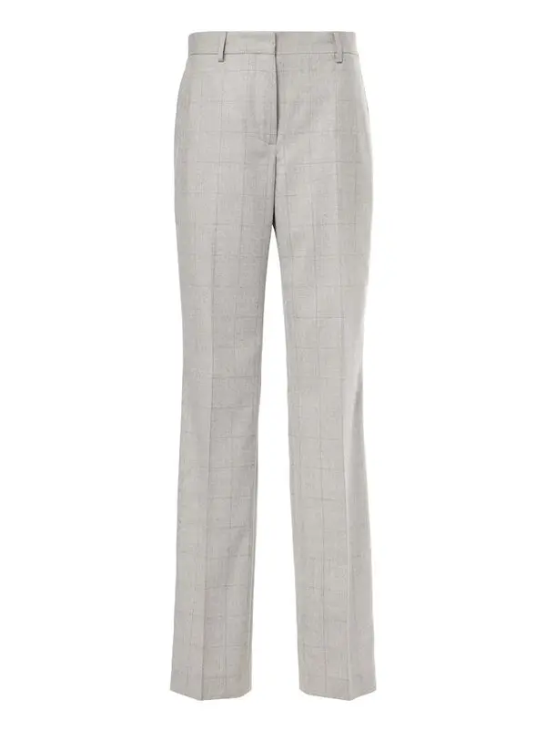 Dries Van Noten Checked Wool Straight Pants - Grey