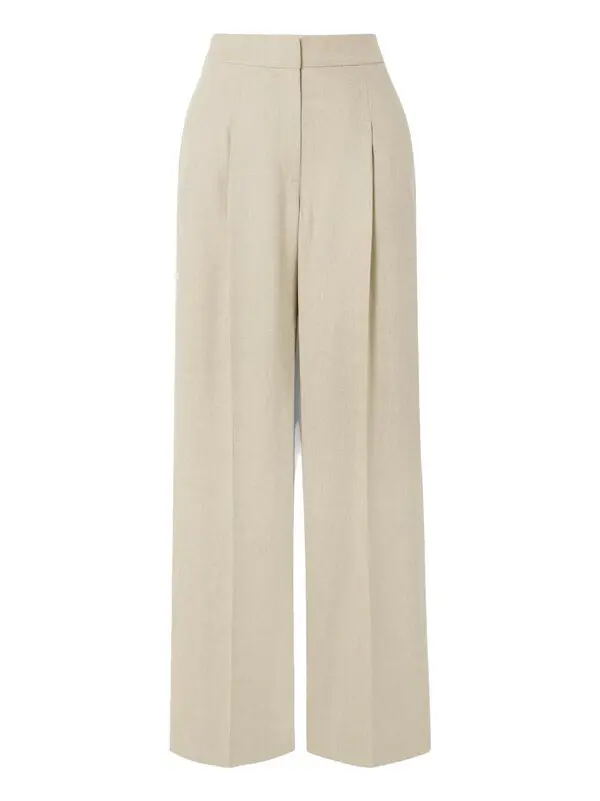Loulou De Saison Juno Pleated Wool-blend Wide-leg Trousers - Neutrals