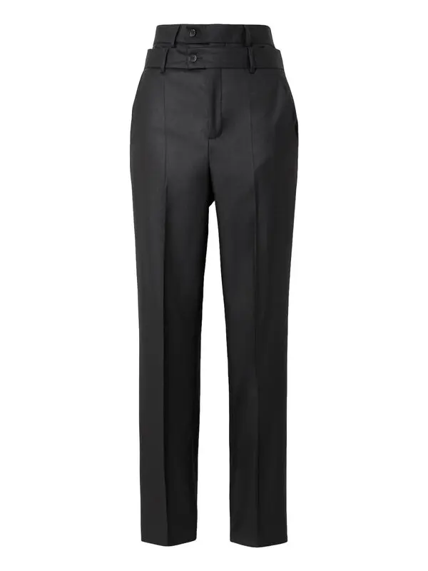 BETTTER Wool-blend Straight-leg Trousers With Double Waistband - Black