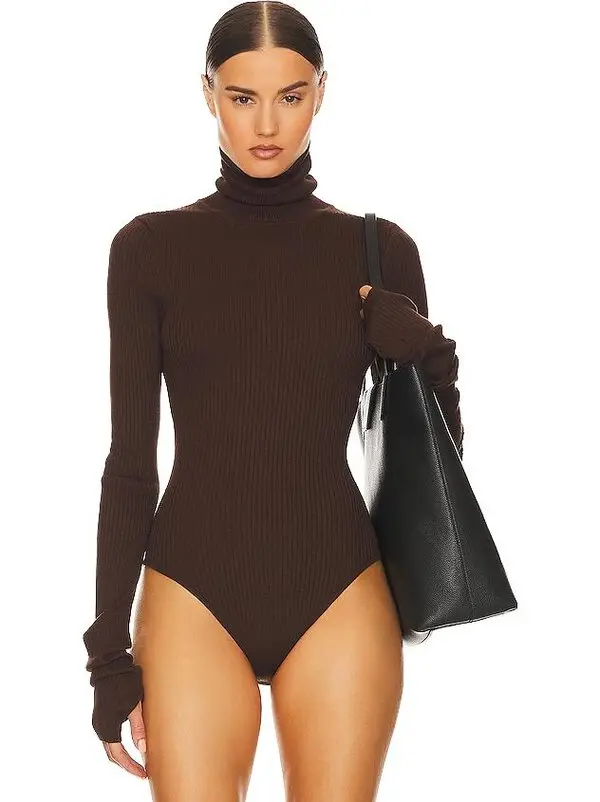 HELSA Edita Turtleneck Bodysuit - Chocolate