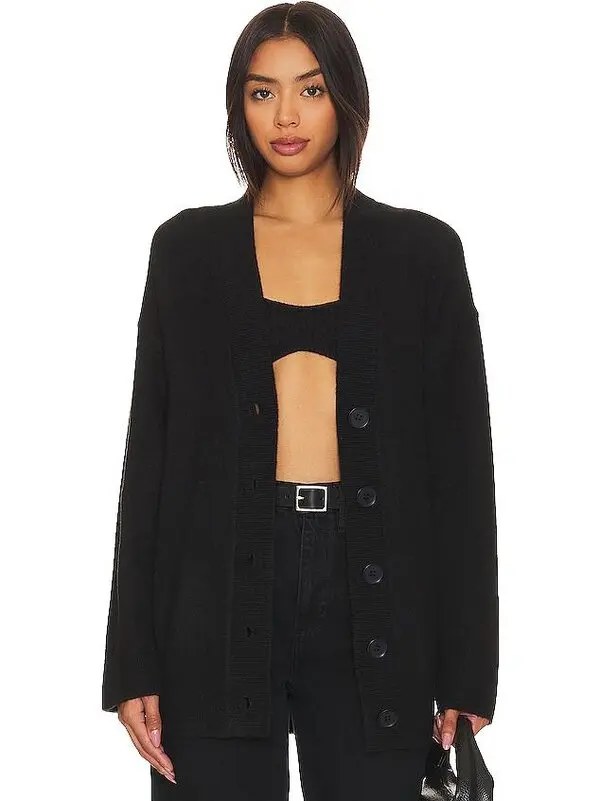 CAMILA COELHO Oversized Button-front Cardigan - Black