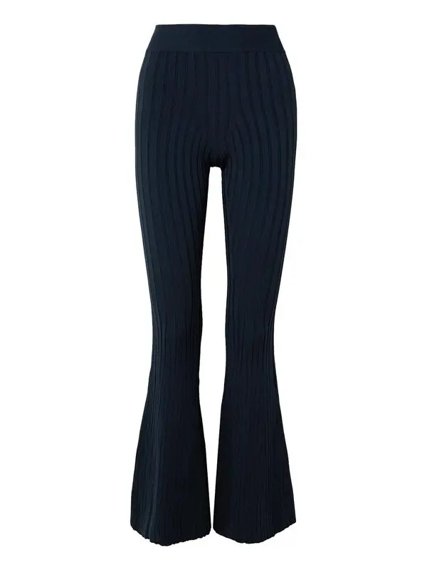 Stella McCartney Ribbed-knit Flared Trousers - Blue