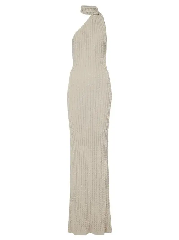 AYA MUSE Atria Cable-knit Cotton-blend Maxi Dress - Beige