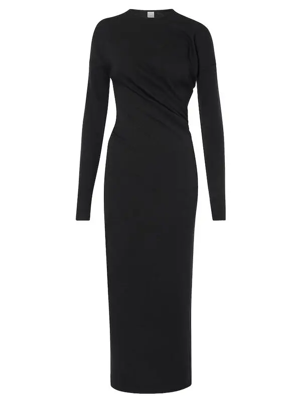 TOTEME Asymmetric Jersey Midi Dress - Black