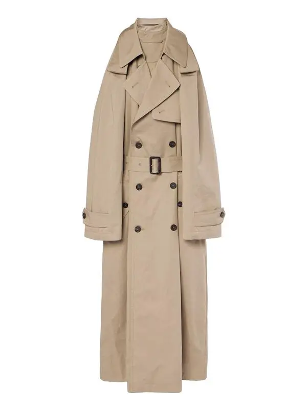Balenciaga Suspended Trench Cotton Twill Midi Dress - Beige