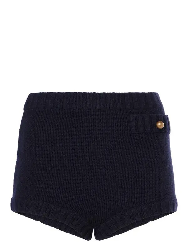 Chloé High-rise Wool And Cashmere Shorts - Blue