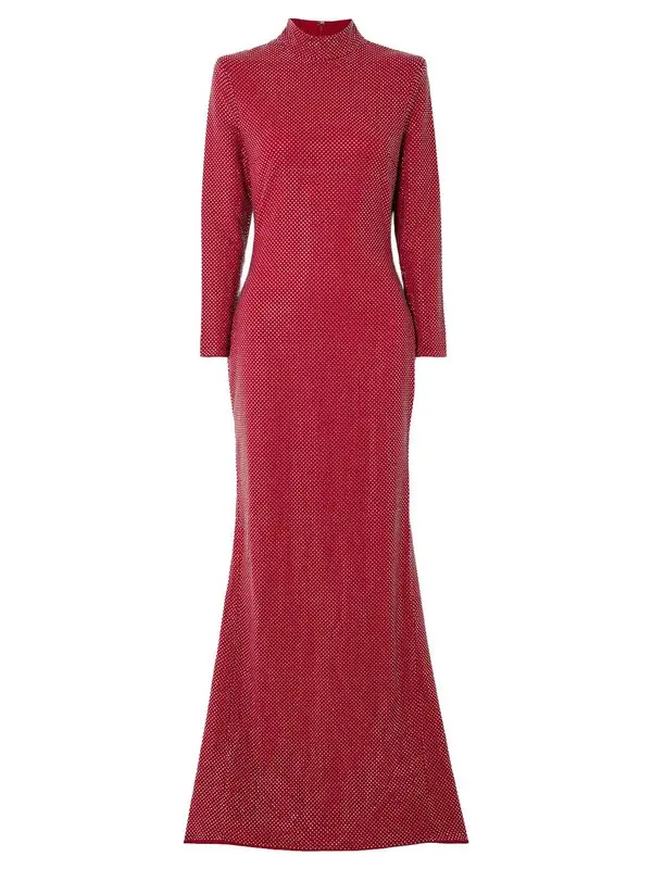 Solace London Vivienne Crystal-embellished Crepe Gown - Red