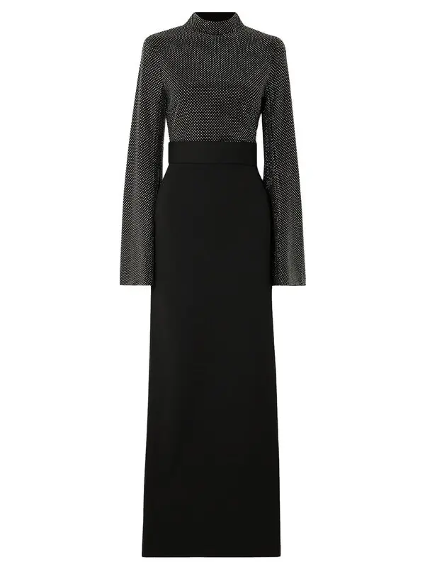 Solace London The Lolo Crystal-embellished Crepe Gown - Black