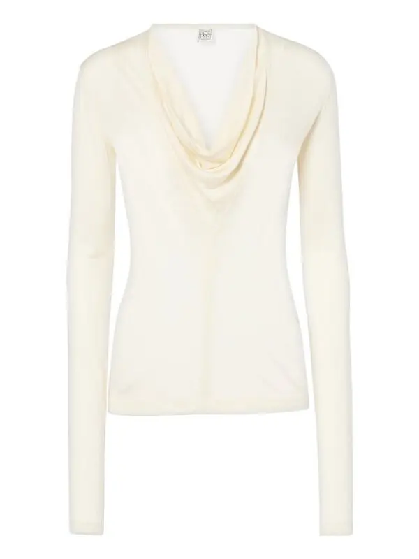 TOTEME Draped Long Sleeve Top - Neutrals