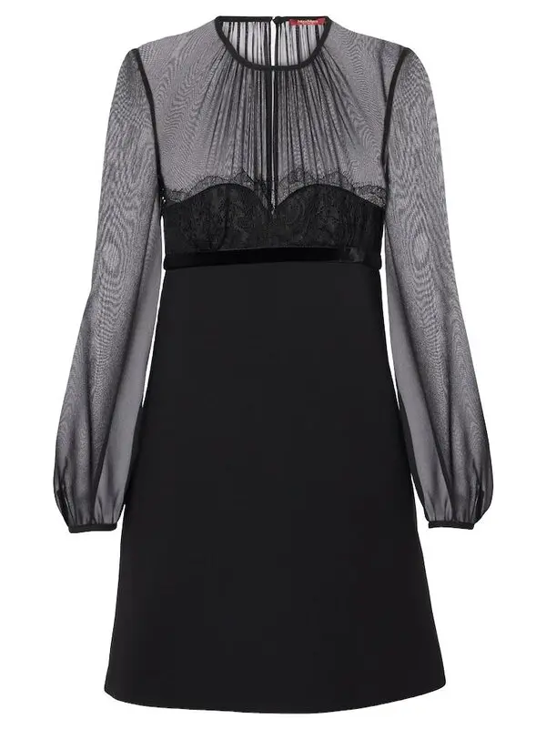 Max Mara Jader Sable And Silk Georgette Minidress - Black