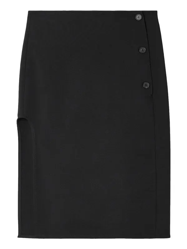COURREGES Courrèges Wool-blend Crepe Midi Skirt - Black
