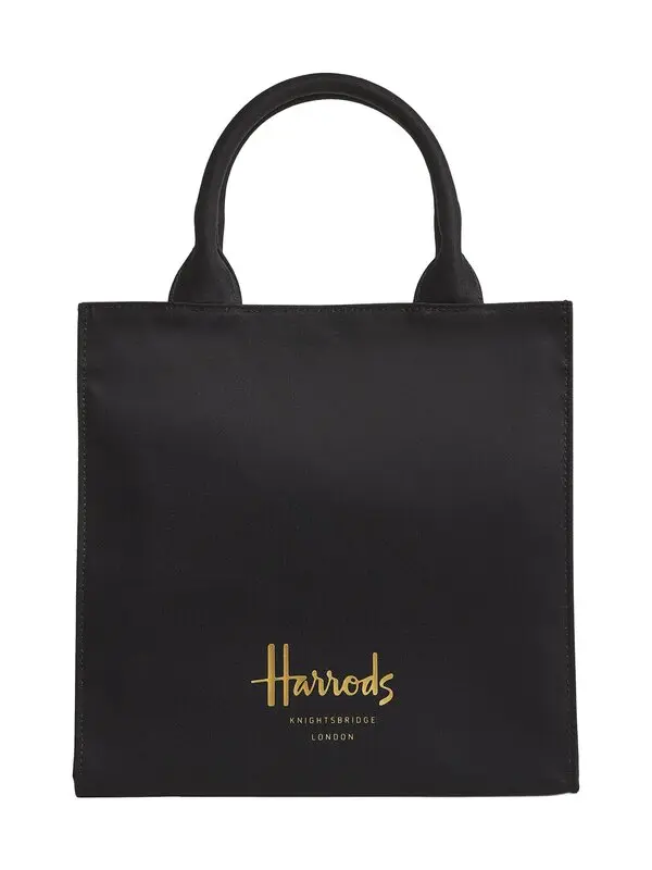 Harrods Small Cotton Logo Tote Bag - Black