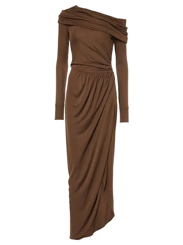 Oscar De La Renta Off-shoulder Gathered Gown - Brown