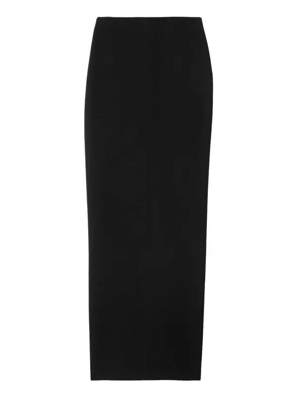 MONOT Crepe Maxi Skirt With Back Split - Black