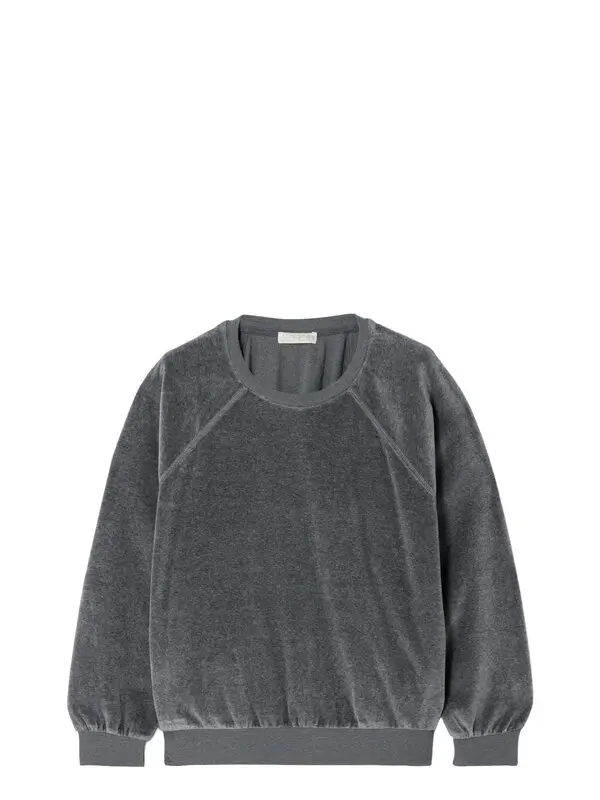 Suzie Kondi Cotton-blend Velour Raglan Sweater - Gray