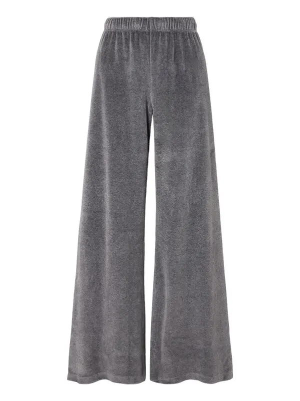 Suzie Kondi Zephyra Cotton-blend Velour Wide-leg Pants - Gray