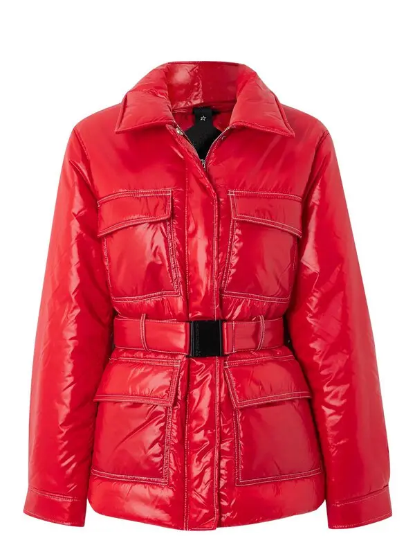 Perfect Moment Jade Belted Quilted Padded Glossed-shell Ski Jacket - Red