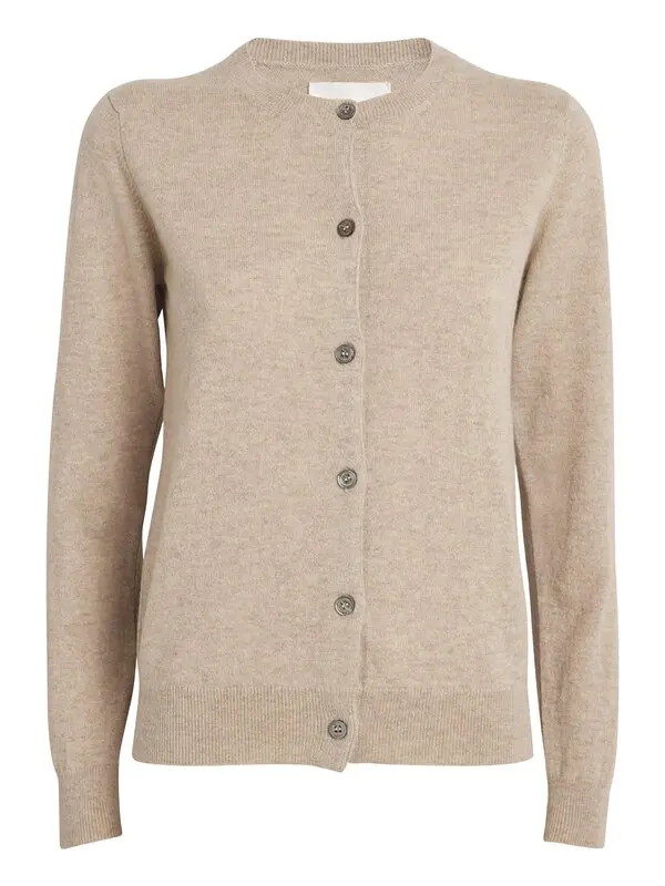 Harrods Cashmere Crew Neck Cardigan - Beige