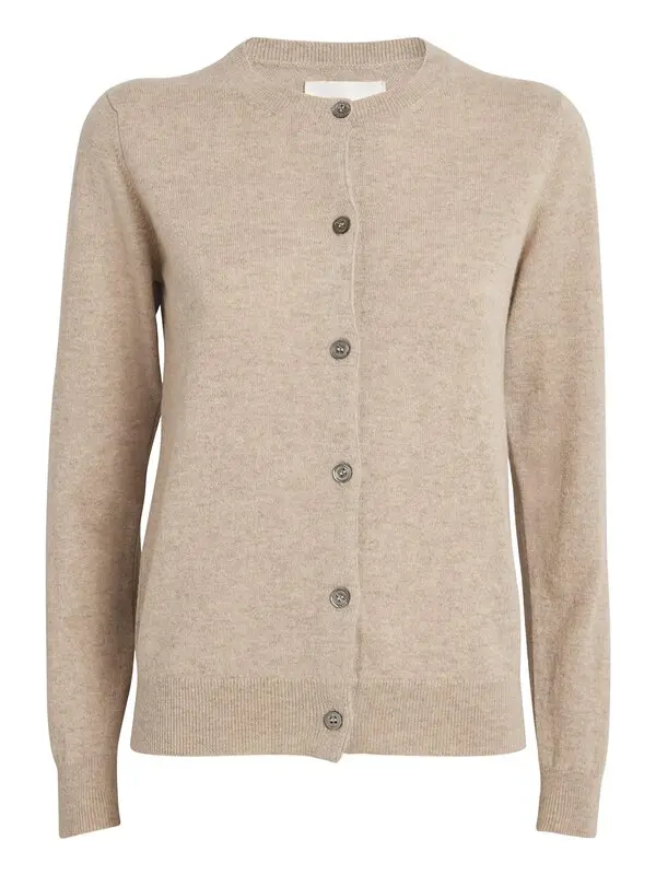 Harrods Cashmere Crew Neck Cardigan - Beige