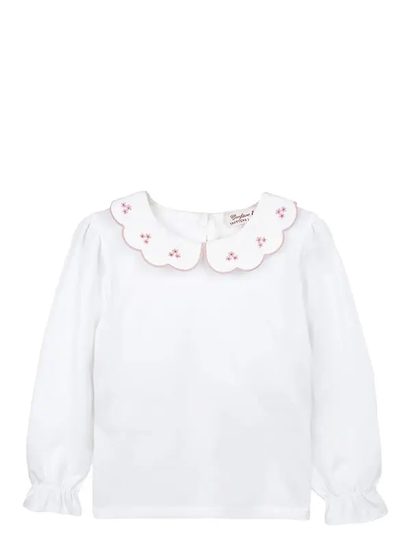 Trotters Ava Blouse With Petal Collar - White