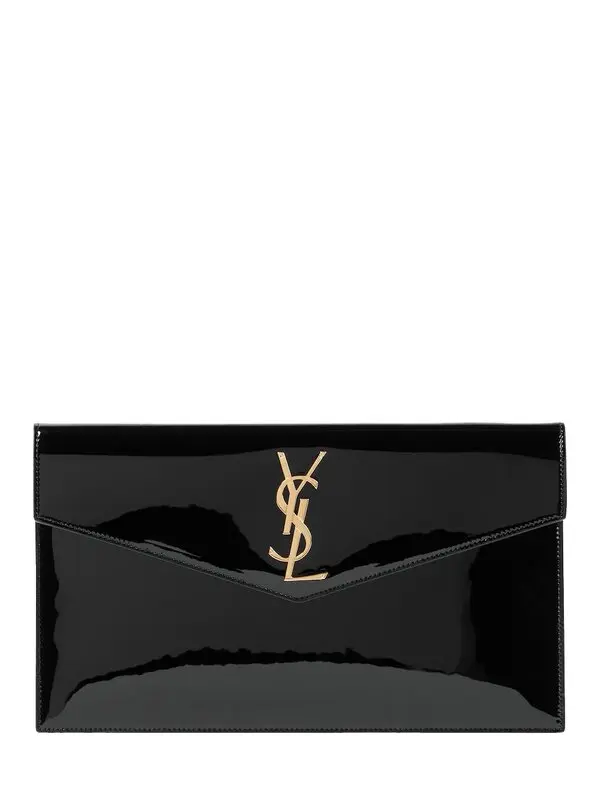 Saint Laurent Uptown Patent Leather Clutch - Black