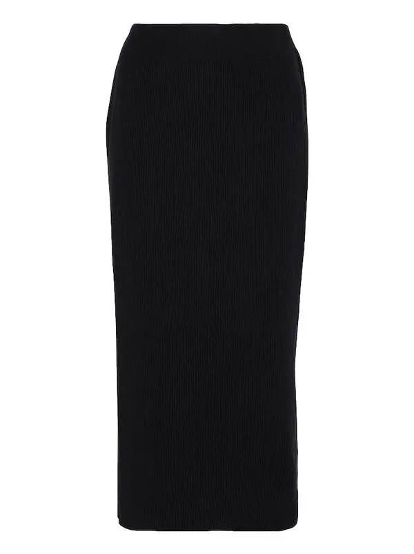 Brunello Cucinelli Midi Skirt In Wool, Cashmere, And Silk - Black
