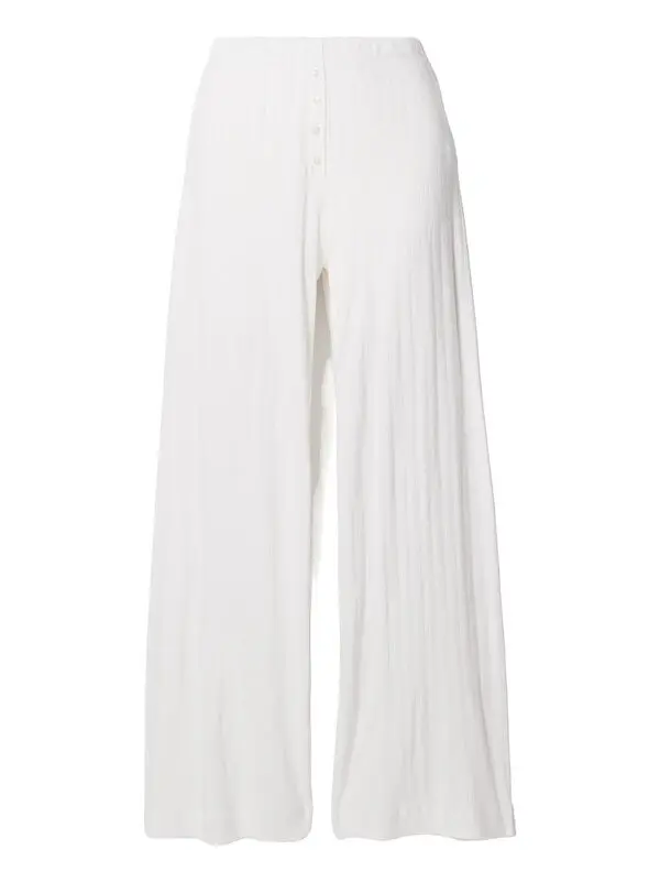 LESET Boxer Pointelle-knit Cotton Pants - White