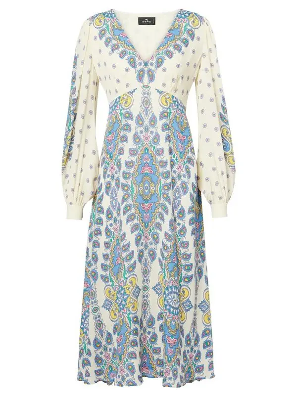 Etro Paisley Crepe De Chine Midi Dress - Multicoloured