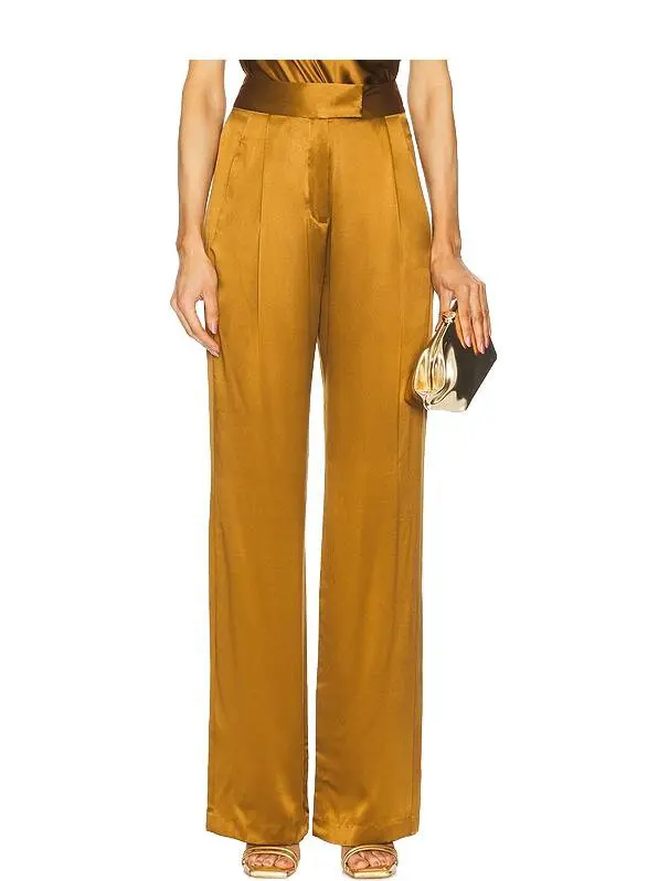 THE SEI Wide Leg Trousers In Silk - Rust