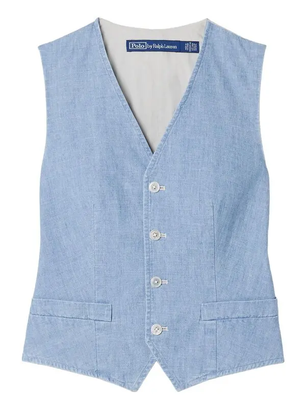 Polo Ralph Lauren Pauline Cotton-chambray Vest - Blue