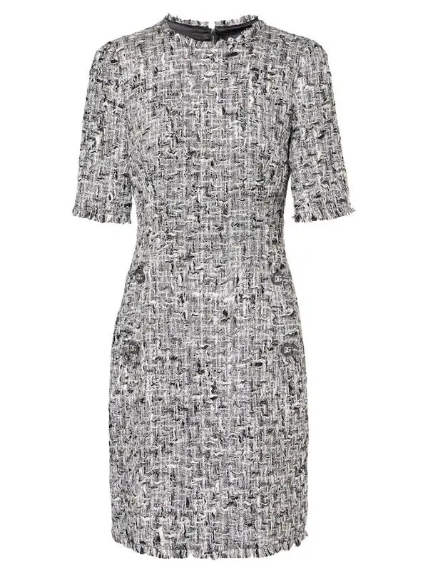 Dolce & Gabbana Metallic Tweed Lamé Minidress - Grey