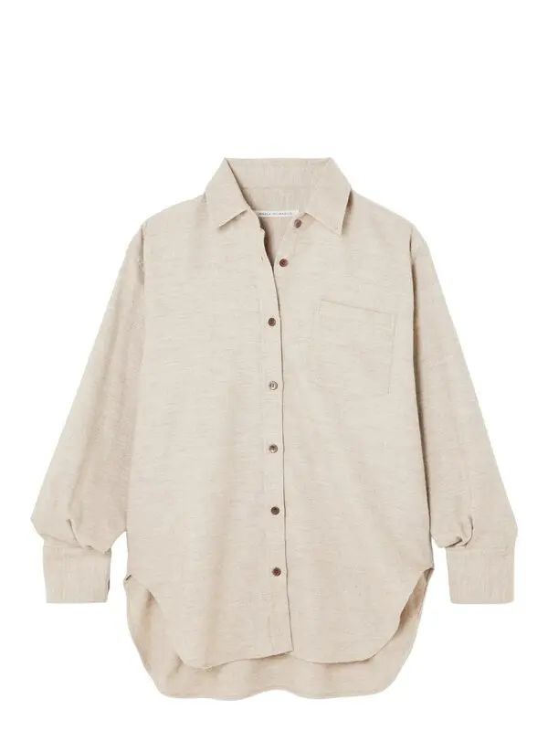 Maria Mcmanus Oversized Cotton And Wool-blend Flannel Shirt - Neutrals