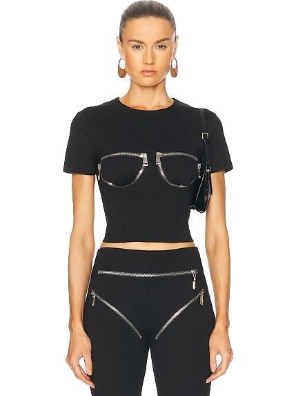 AREA Zipper Bustier Cup T-shirt - Black