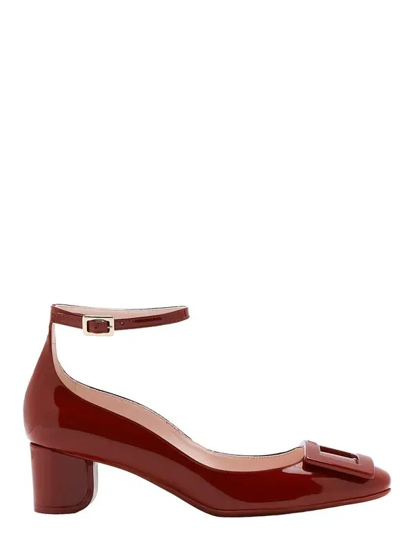 ROGER VIVIER Patent Leather Ankle Strap Pumps - Red