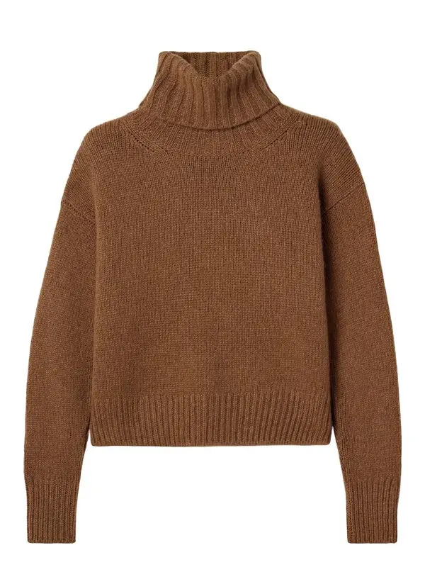Suzie Kondi Cashmere Ribbed Turtleneck Sweater - Brown