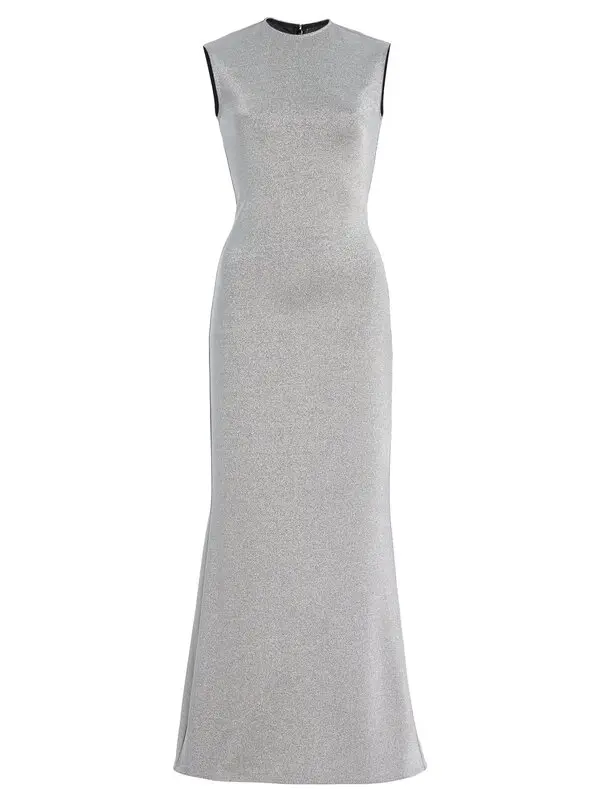 Burc Akyol Metallic Jersey Gown - Silver