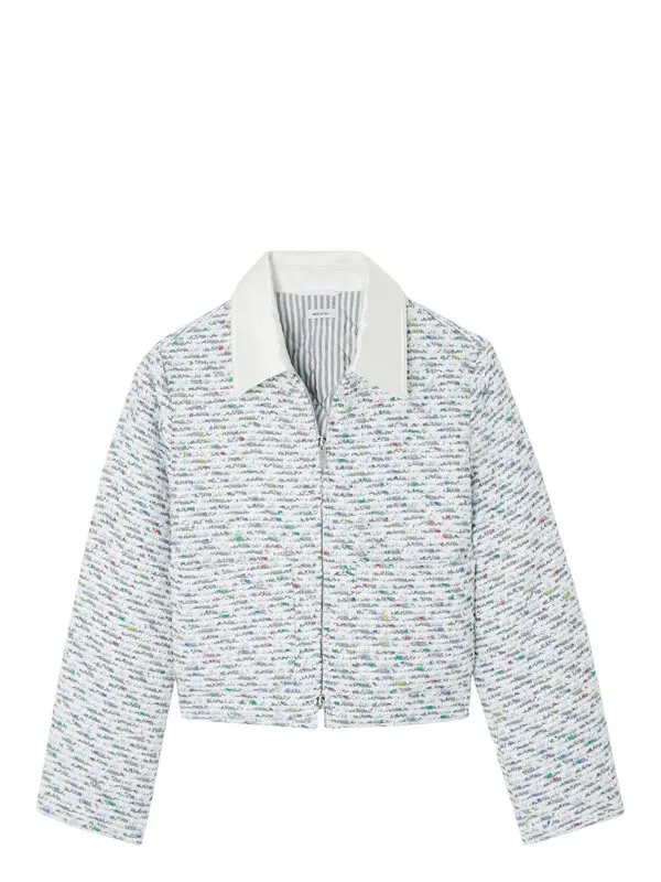 Thom Browne Sequined Tweed Down Jacket With Silk Trim - Gray