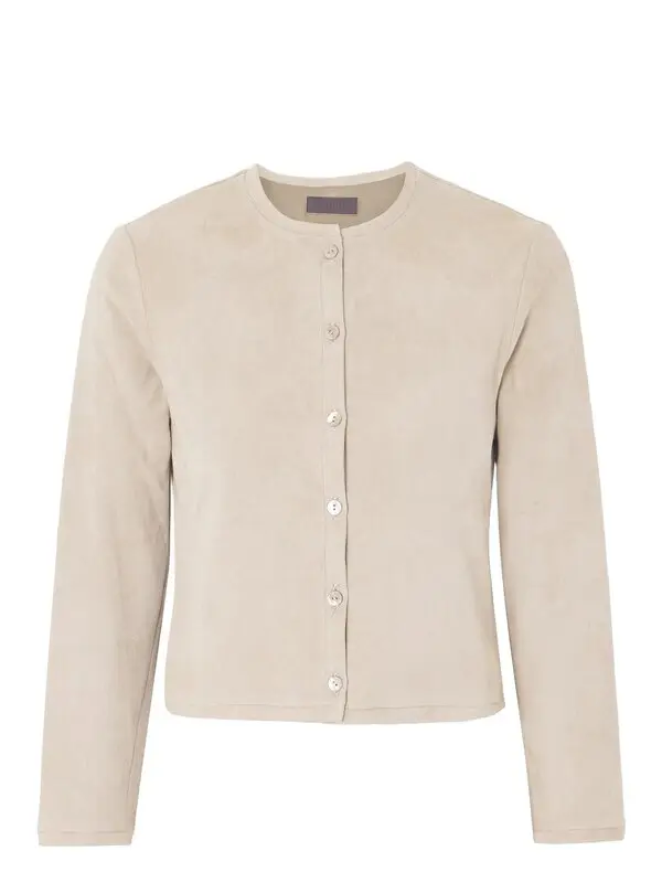 Stouls Astrid Cropped Suede Cardigan - Neutrals