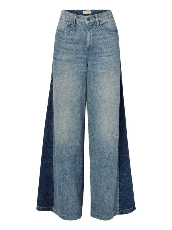 NILI LOTAN Ebony Paneled Wide-leg Jeans - Blue