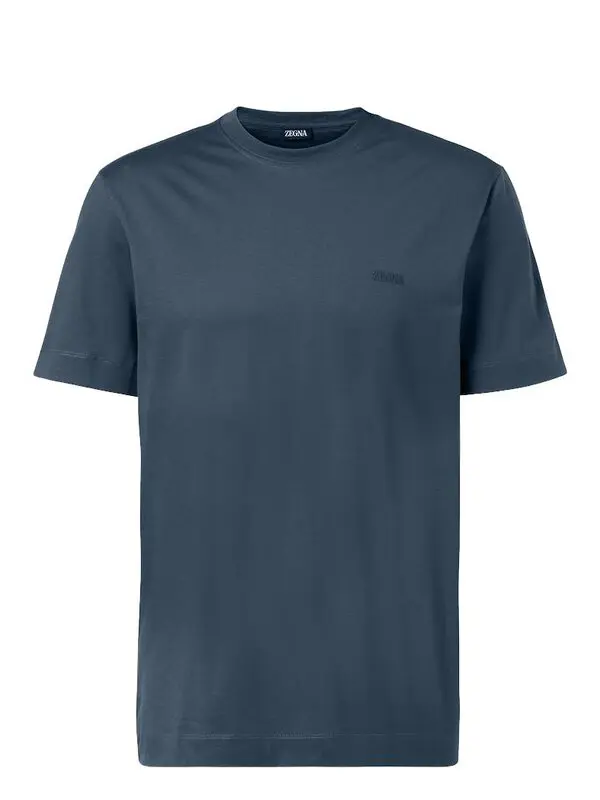 Zegna Logo Cotton T-shirt - Blue