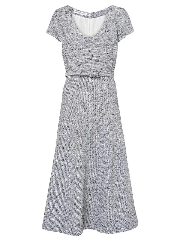 Alessandra Rich Sequined Tweed Midi Dress - Grey
