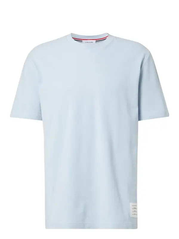 Thom Browne 4-bar Cotton Pique Polo Shirt - Blue