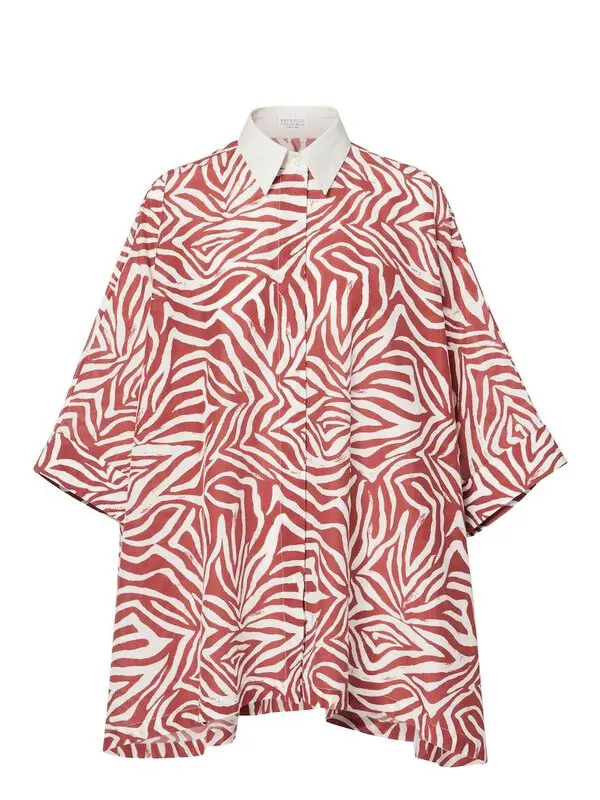 Brunello Cucinelli Printed Cotton And Silk Shirt - Multicoloured