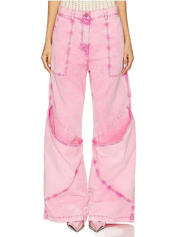 Attico Wide Leg Cargo Pant - Pink
