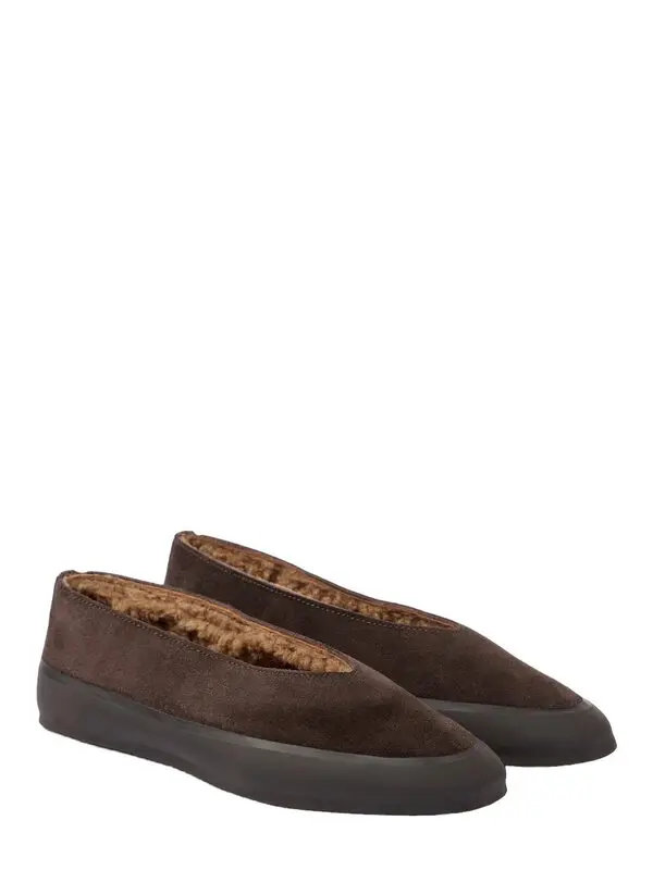 Le Monde Beryl Apres Ski Shearling-lined Suede Ballet Flats - Brown