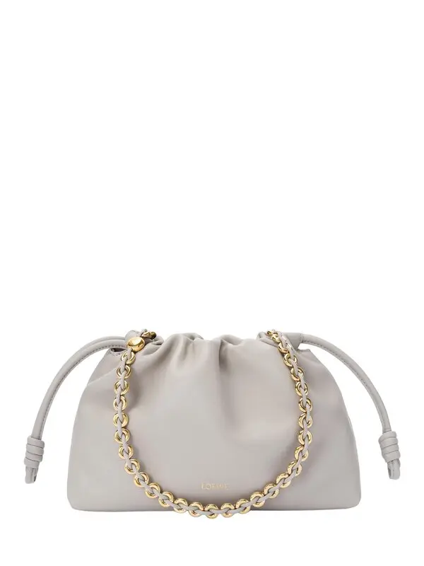 Loewe Medium Leather Flamenco Shoulder Bag - Grey